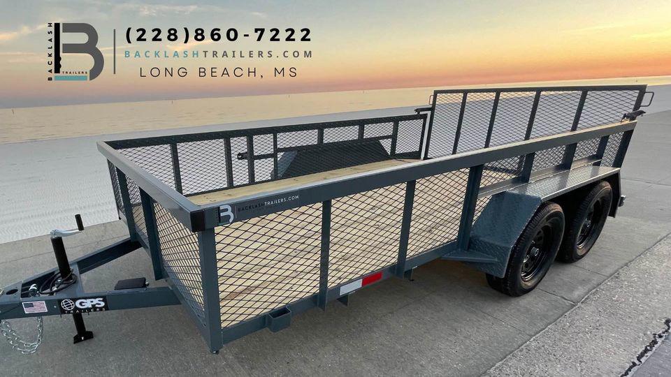 2025 GPS 7x14 Tandem Axle 7k Utility Trailer w/ Dovetail & Mesh Sides ...